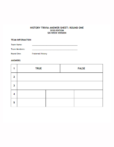 9+ Printable Answer Sheet Templates, Samples & Examples