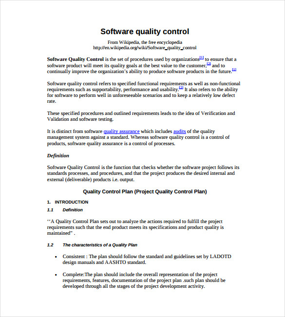 15+ Quality Control Plan Templates in Word | Google Docs | Apple Pages ...