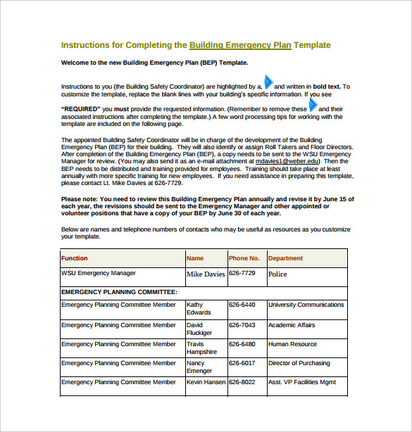 16 Emergency Plan Templates Free Sample Example Format Download