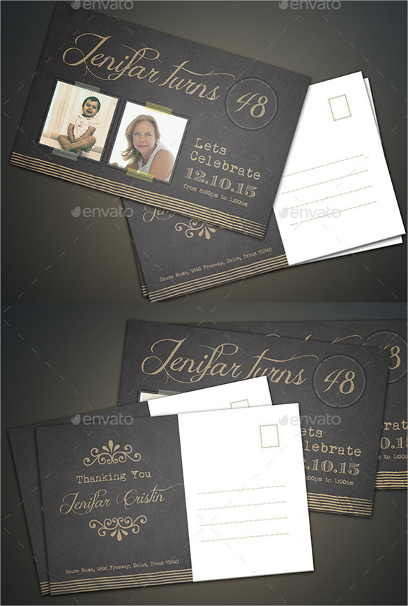 26 Postcard Birthday Invitation Templates PSD Word 
