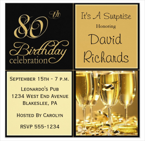 26 80th Birthday Invitation Templates Free Sample Example Format Download