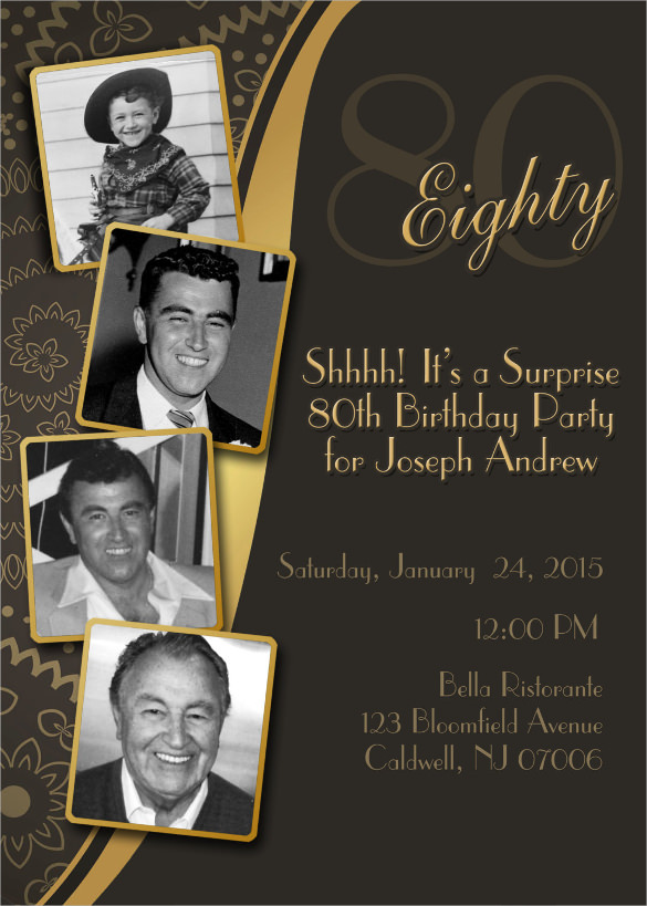 80Th Birthday Invitations Templates