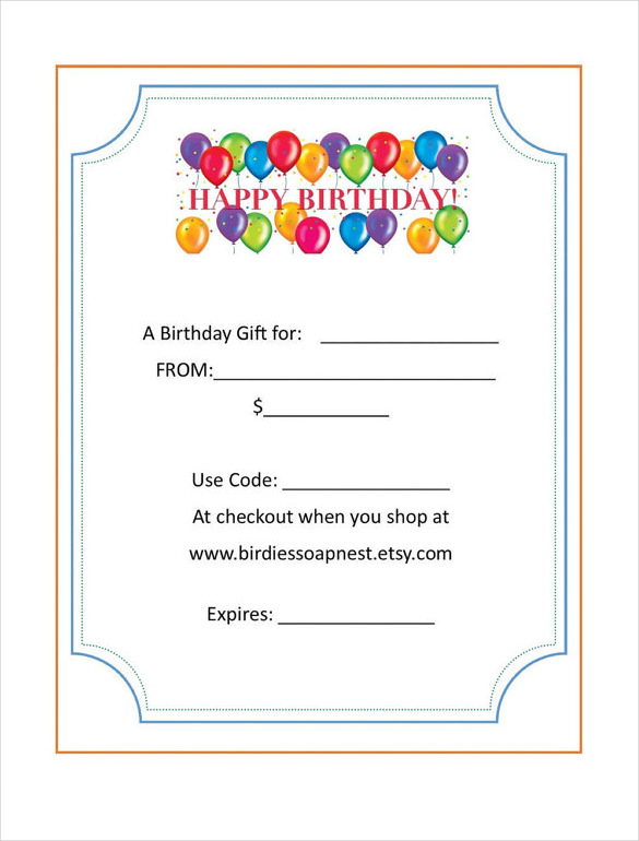 Birthday Gift Certificate Templates - 16+ Free Word, PDF, PSD ...