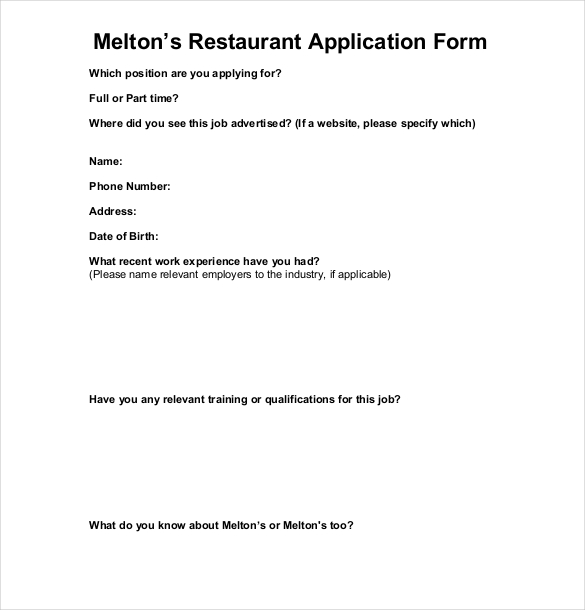 13+ Restaurant Application Templates - Free Sample, Example, Format ...