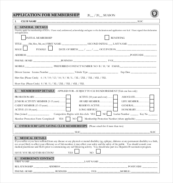 17+ Sample Club Application Templates - PDF, DOC