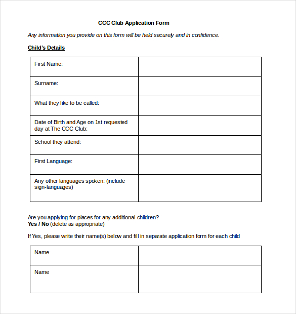 17+ Sample Club Application Templates - PDF, DOC