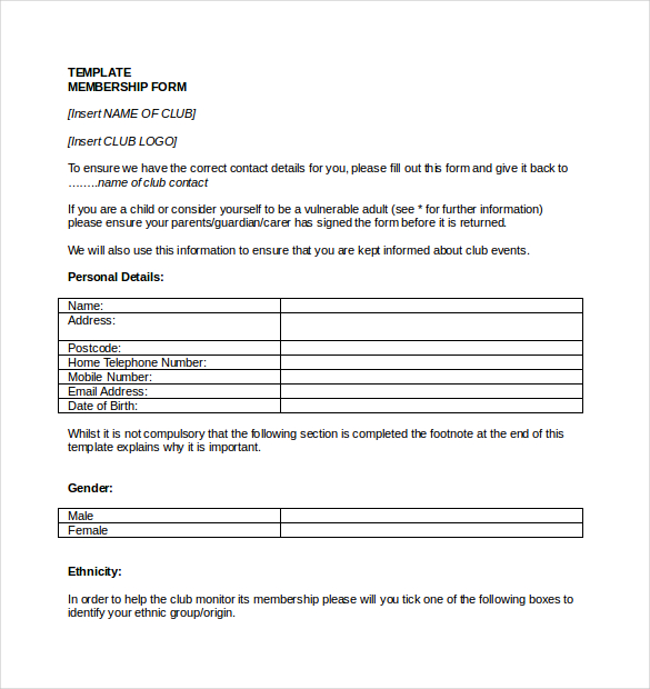 17+ Sample Club Application Templates - PDF, DOC