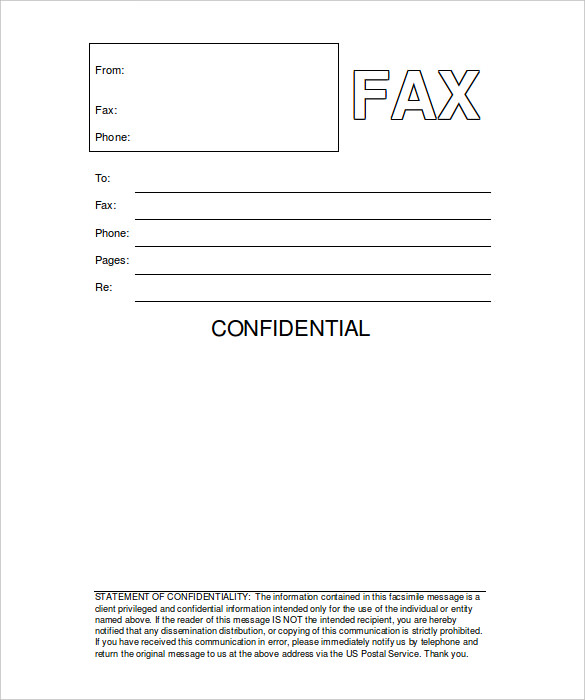 Fax Cover Sheet Template Printable DocTemplates