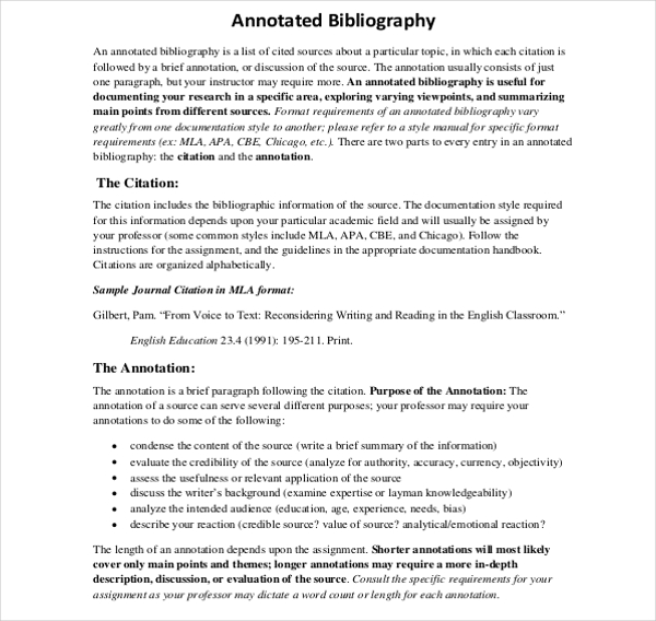 8+ MLA Annotated Bibliography Template - DOC, PDF