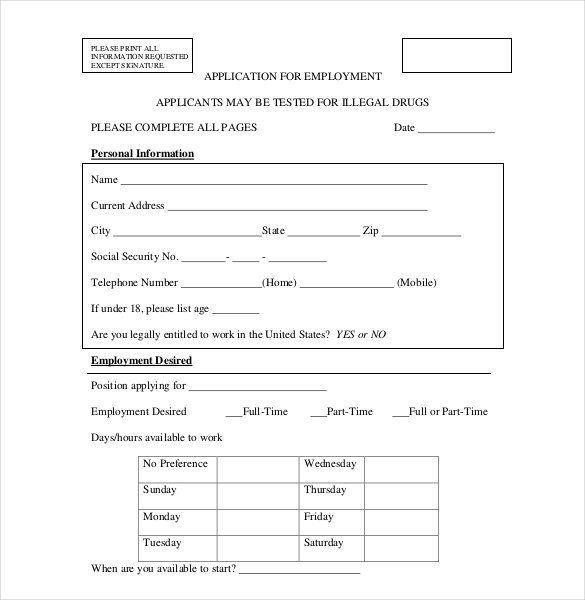 21+ Employment Application Templates - PDF, DOC