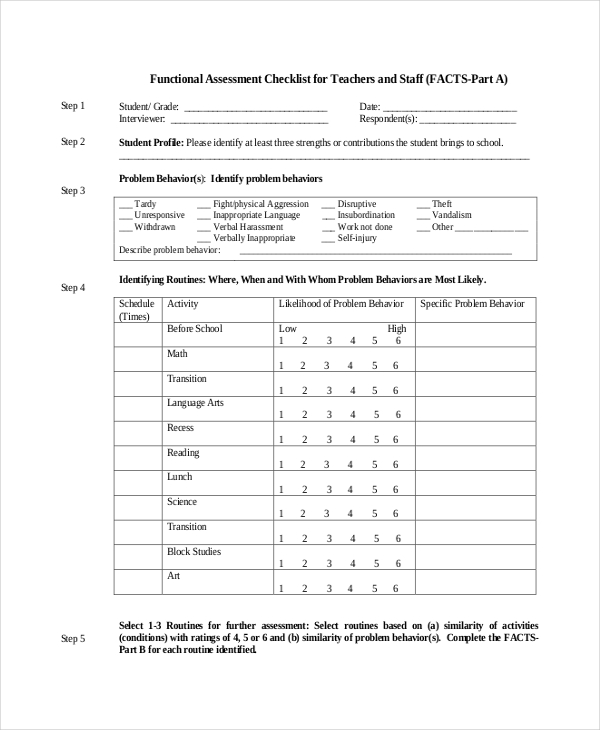 Teacher Checklist Template - 11+ Free Word, PDF Documents Download