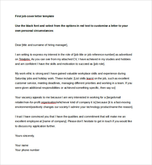 Job Vacancy Cover Letter Template Cover Letter