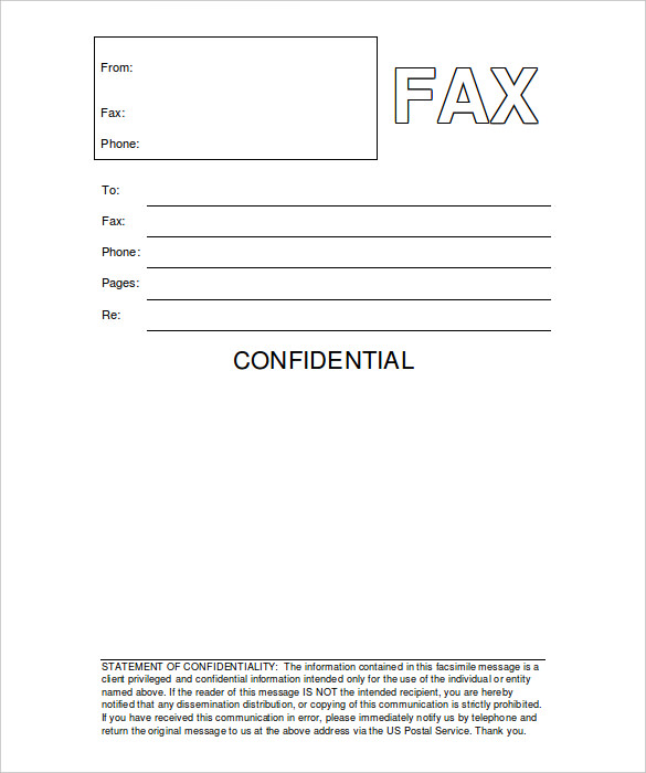 Free Fax Cover Sheet Template With Confidentiality Statement 