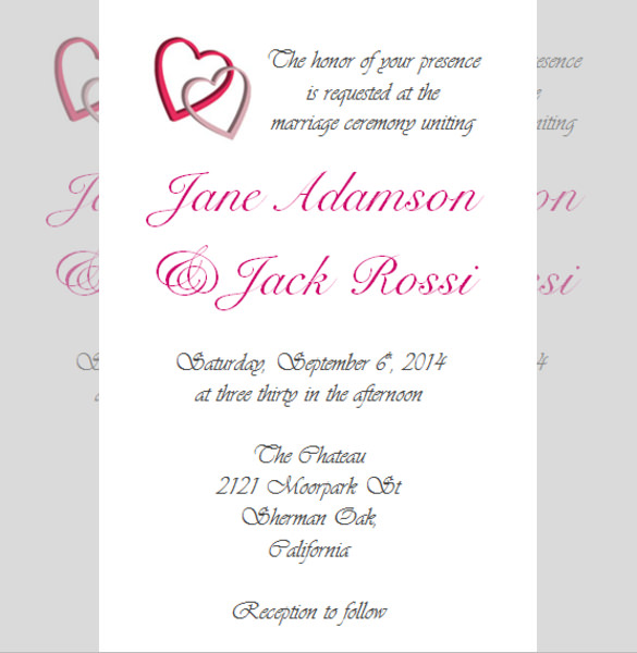 Reception Cards Template Free Printable Templates