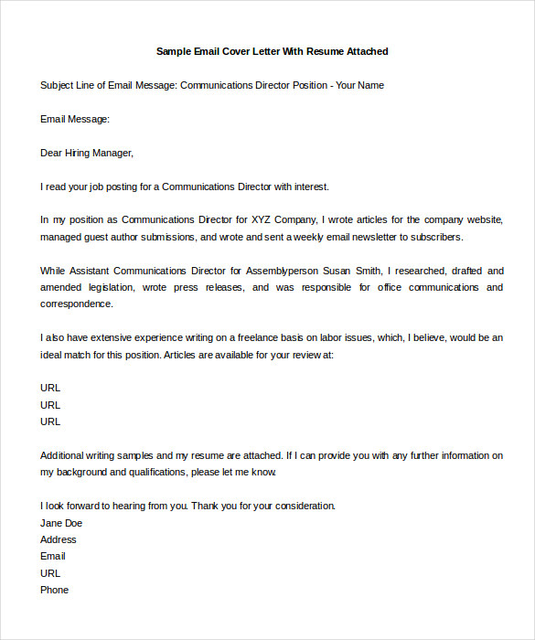 11 Email Cover Letter Templates Free Sample Example Format Download 