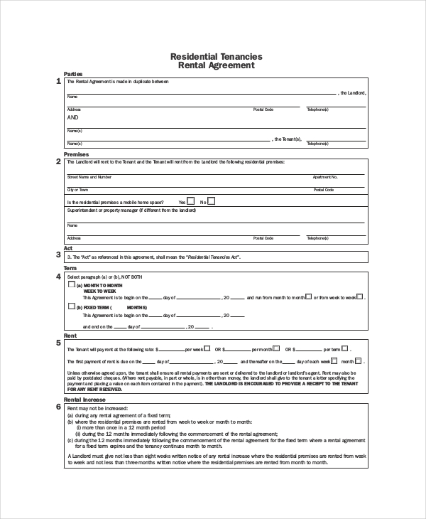 Rental Agreement Template Word Doc DocTemplates