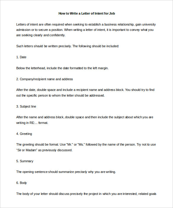 Letter Of Intent For A Job - 18+ Word, PDF Documents Download!