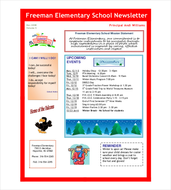 School Newsletter Template - 14+ Word, PDF, PSD Documents Download