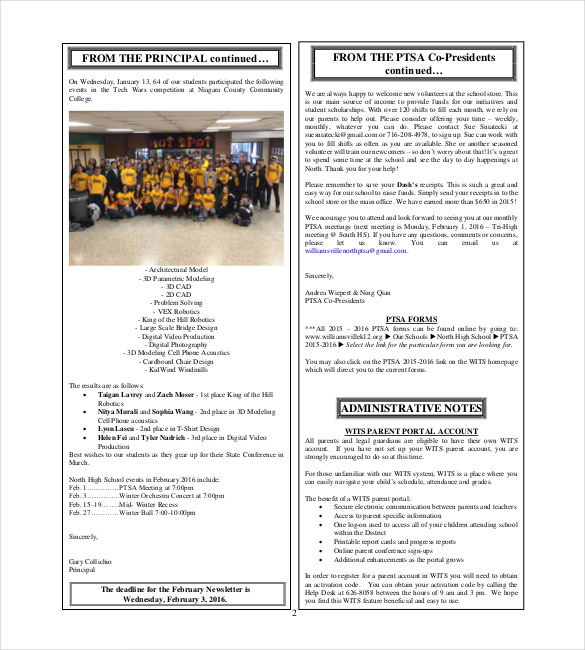 School Newsletter Template - 14+ Word, PDF, PSD Documents Download