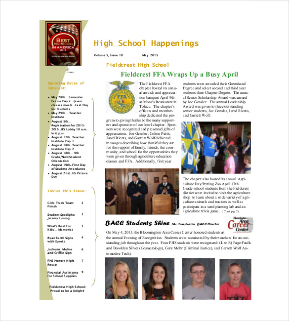 School Newsletter Template - 14+ Word, PDF, PSD Documents Download