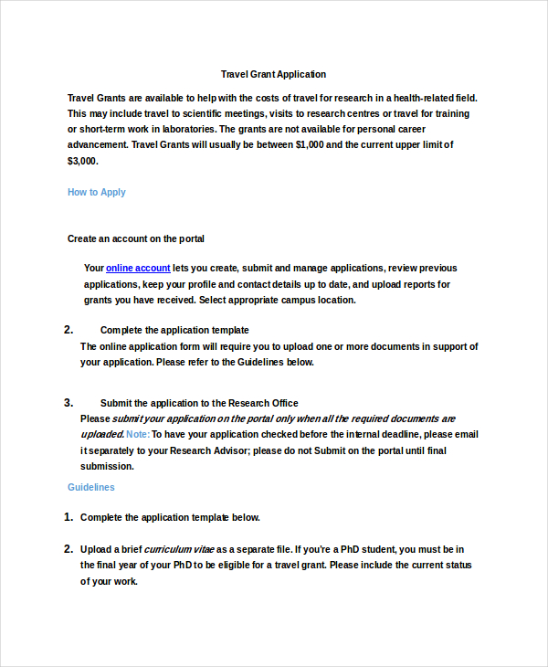 Grant Application Templates - 8+ Free Word, PDF Download