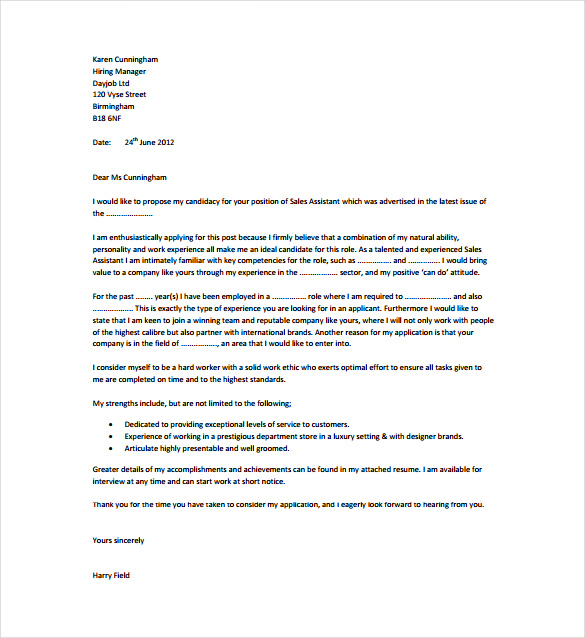 Sales Cover Letter Template 8 Free Word PDF Documents Download 