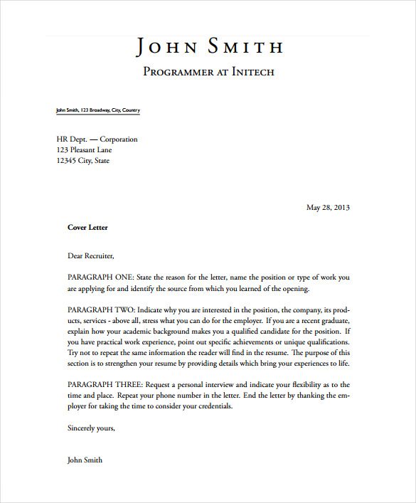 15 Free Cover Letter Templates Cover Letter Example Cover Letter 
