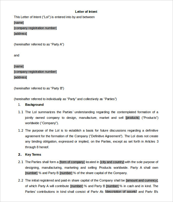 15+ Business Letter of Intent - Word, PDF