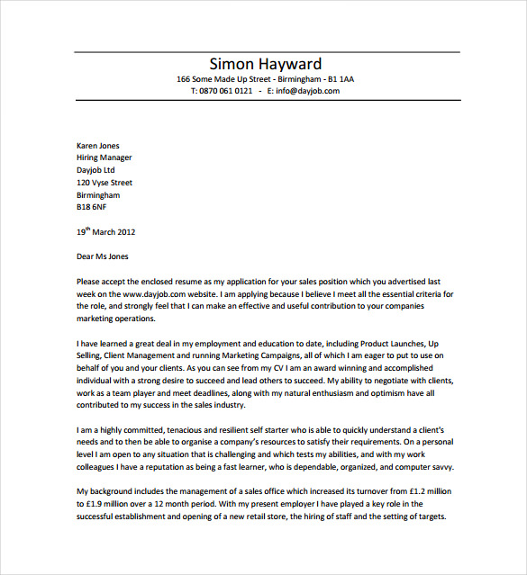 17+ Professional Cover Letter Templates - Free Sample, Example, Format ...