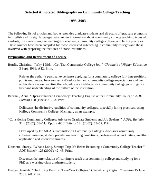 9 Teaching Annotated Bibliography Templates Word PDF