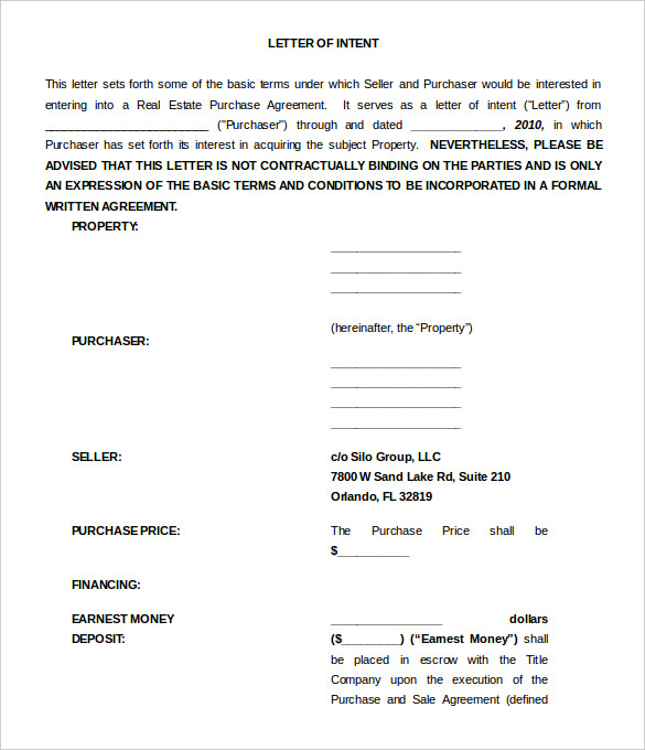 29+ Sample Free Letter of Intent Templates - PDF, Word