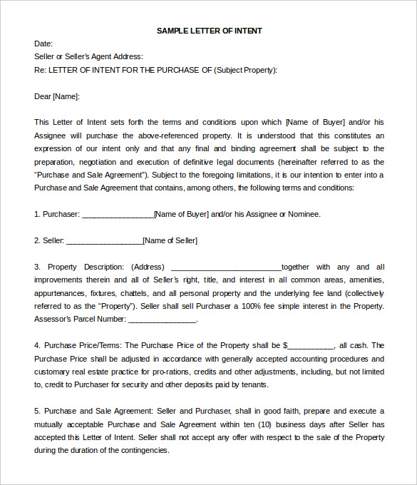13+ Sample Free Letter of Intent Templates - PDF, Word