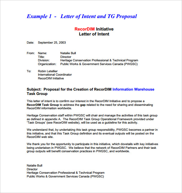 23 Business Letter Of Intent Templates PDF DOC