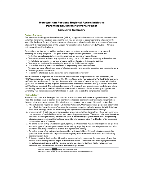 17 Project Summary Templates PDF DOC
