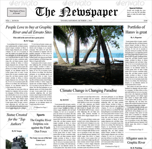 12+ Newspaper Front Page Templates – Free Sample, Example, Format Download!