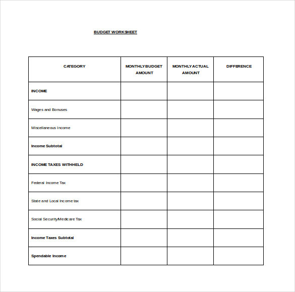 15 Sample Monthly Budget Spreadsheet Templates Word Excel