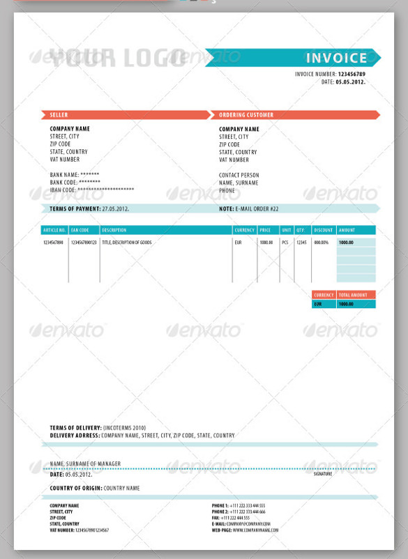 48+ Blank Invoice Templates - AI, PSD, Google docs, Apple Pages