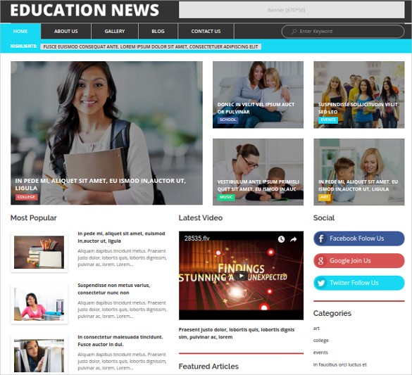 16+ News HTML 5 Themes & Templates