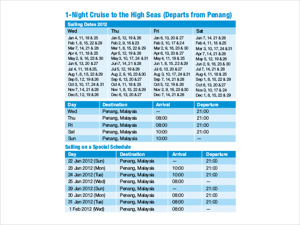 11 Cruise Itinerary Template Word PDF