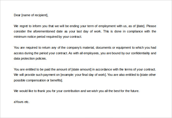 13 Contract Termination Letter Word PDF Documents Download 