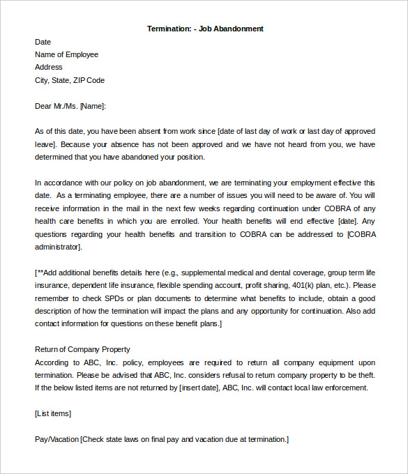 11 Employment Termination Letter Templates Free Sample Example 