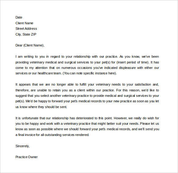 Termination Letter From The To Client Infoupdate