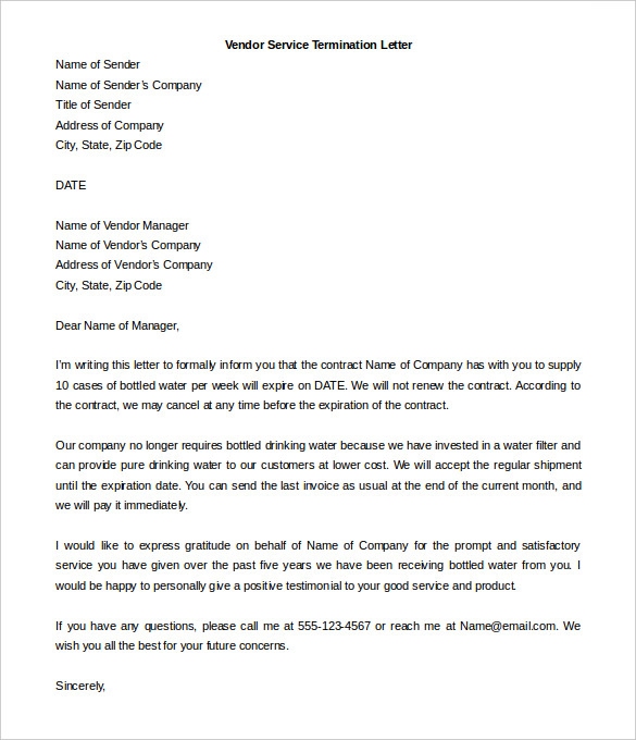 Termination Of Services Letter 11 Word PDF Documents Download