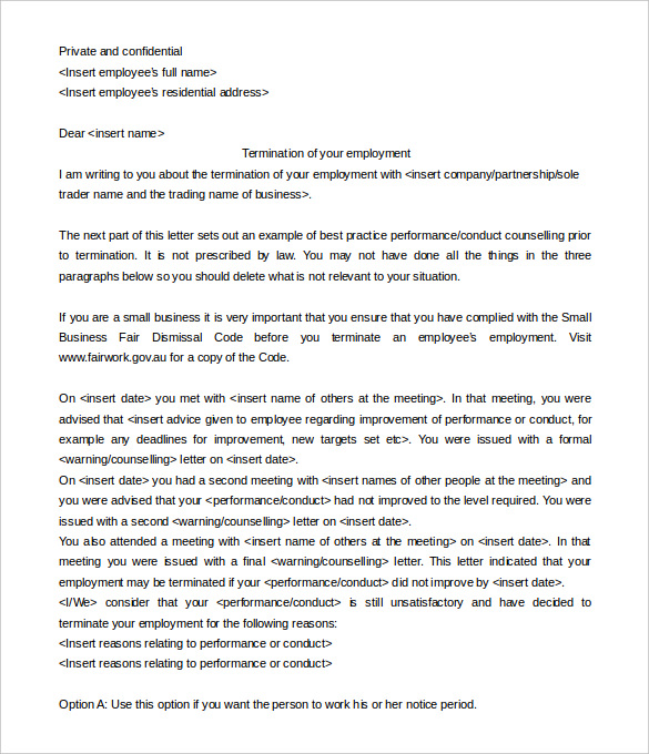 10+Job Termination Letters - Free Word, PDF Documents Download!
