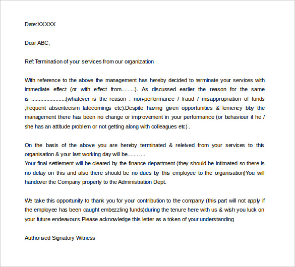 10+Job Termination Letters - Free Word, PDF Documents Download!