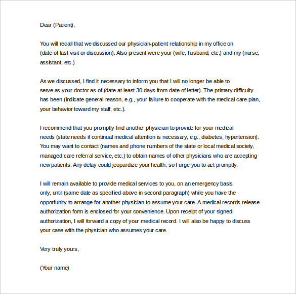 8 Patient Termination Letter Templates Word PDF Free Premium
