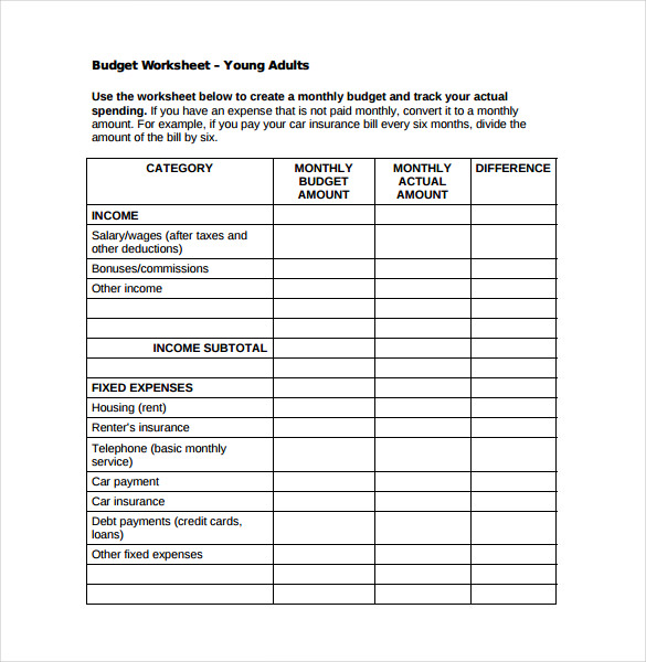 Morzespokoju Easy Monthly Budget Worksheet