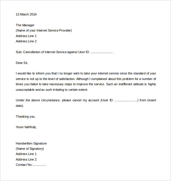 9 Service Termination Letter Templates Word PDF