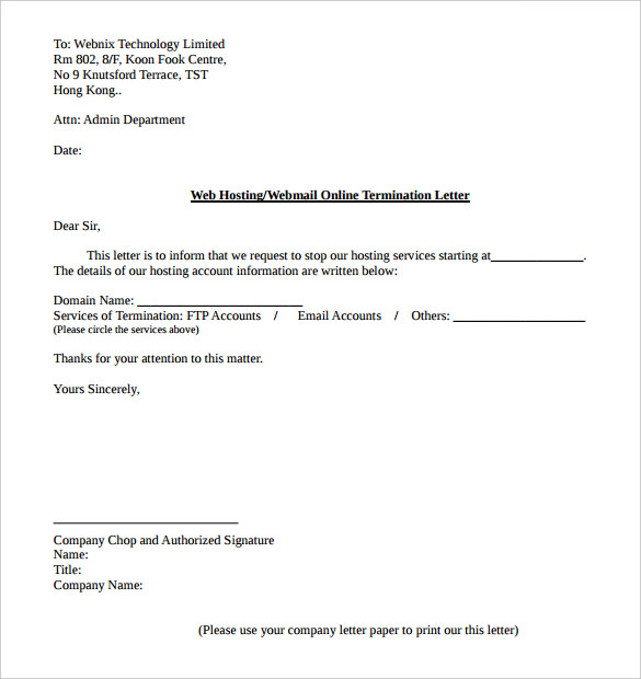 9+ Service Termination Letter Templates - Word, PDF
