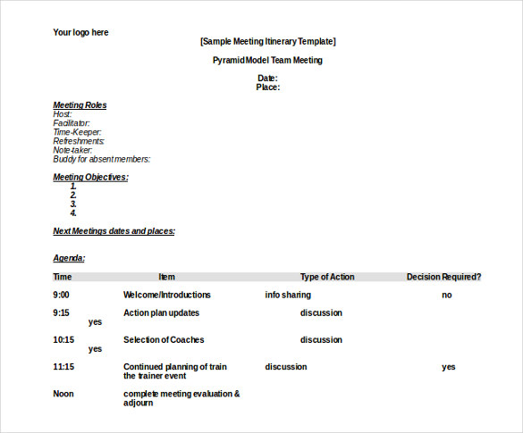 13+ Meeting Itinerary Templates - DOC, PDF